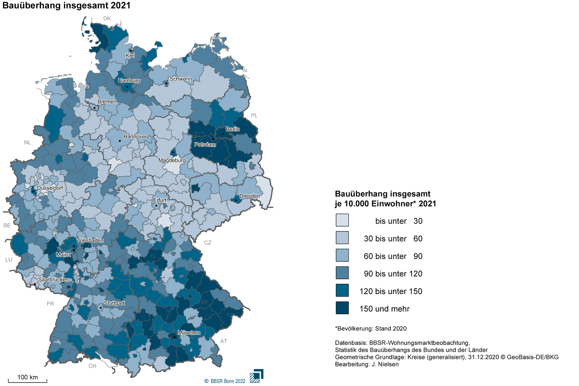 Wie sich der Bauüberhang regional verteilt