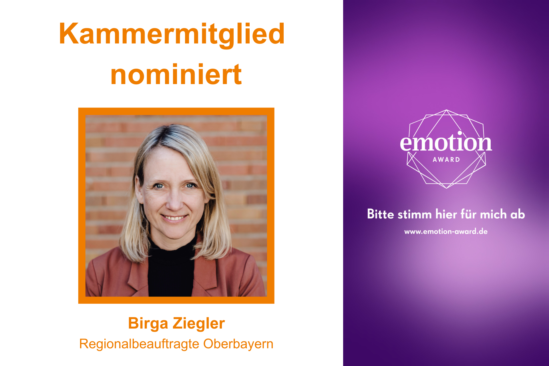 Kammermitglied Birga Ziegler hat Chancen auf Emotion-Award 2024 - Jetzt ...